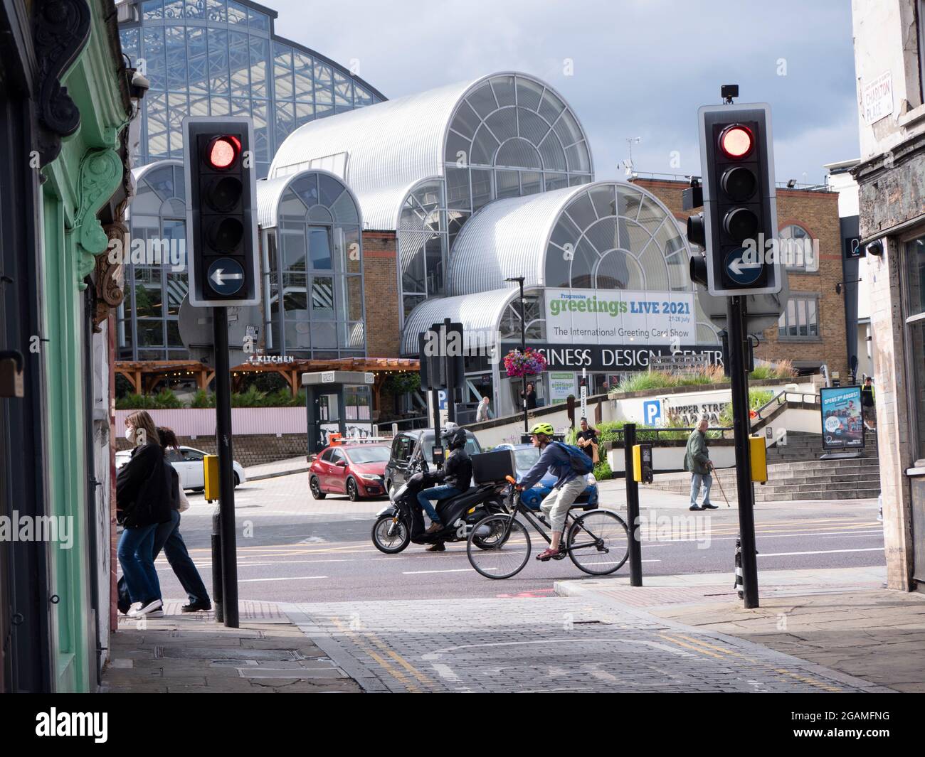 Business Design Centre Islington London, with red traffic lights Stock ...