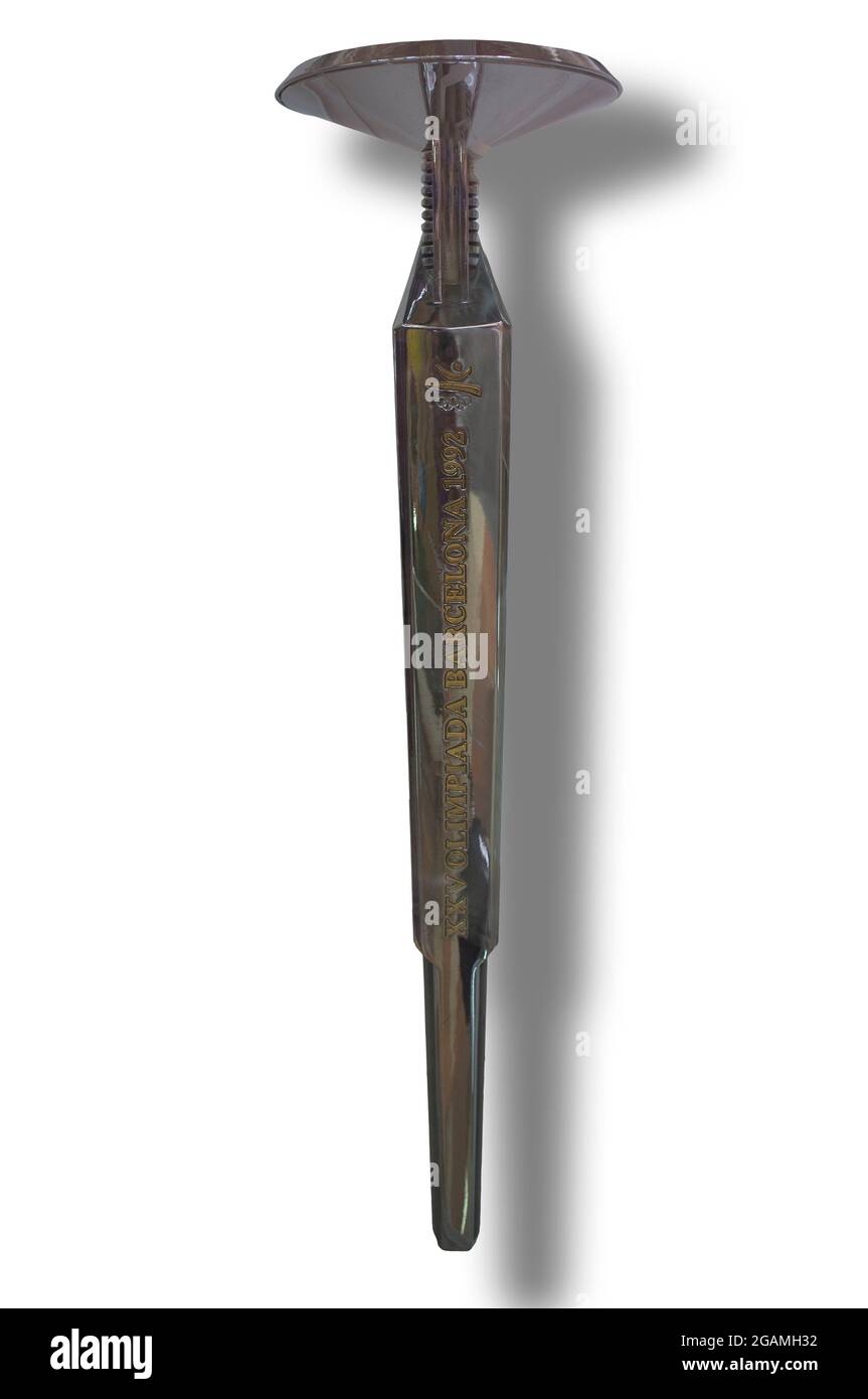 Barcelona 92 Olympic torch replica. Isolated Stock Photo - Alamy