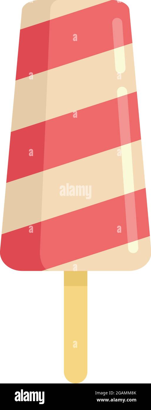 Striped ice cream icon. Flat illustration of striped ice cream vector ...