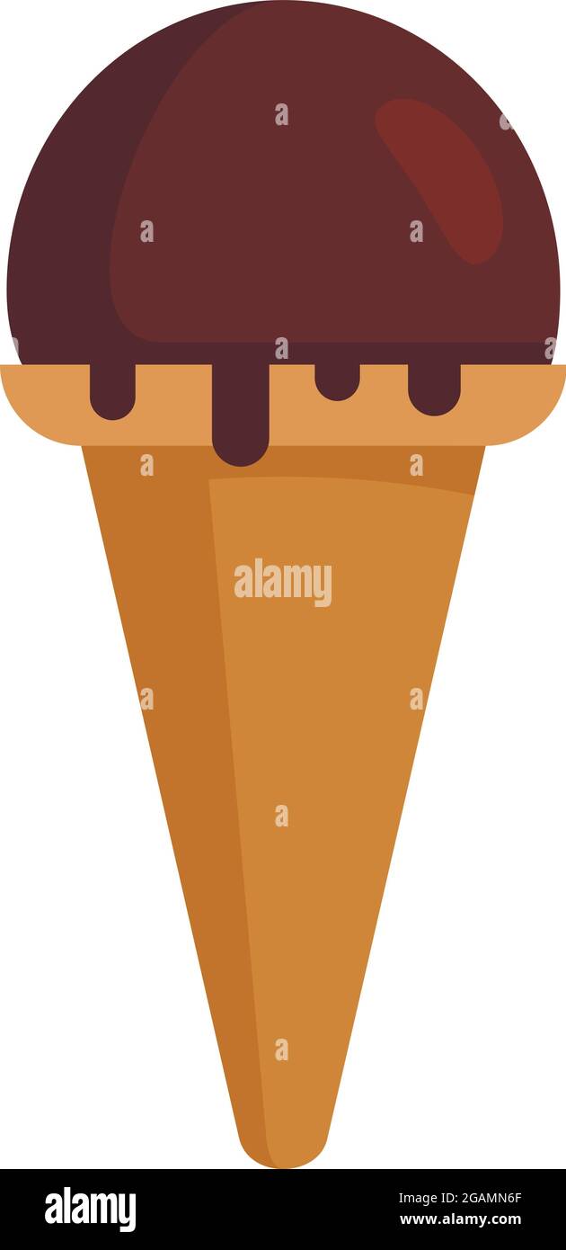 Chocolate ball ice cream icon. Flat illustration of chocolate ball ice ...