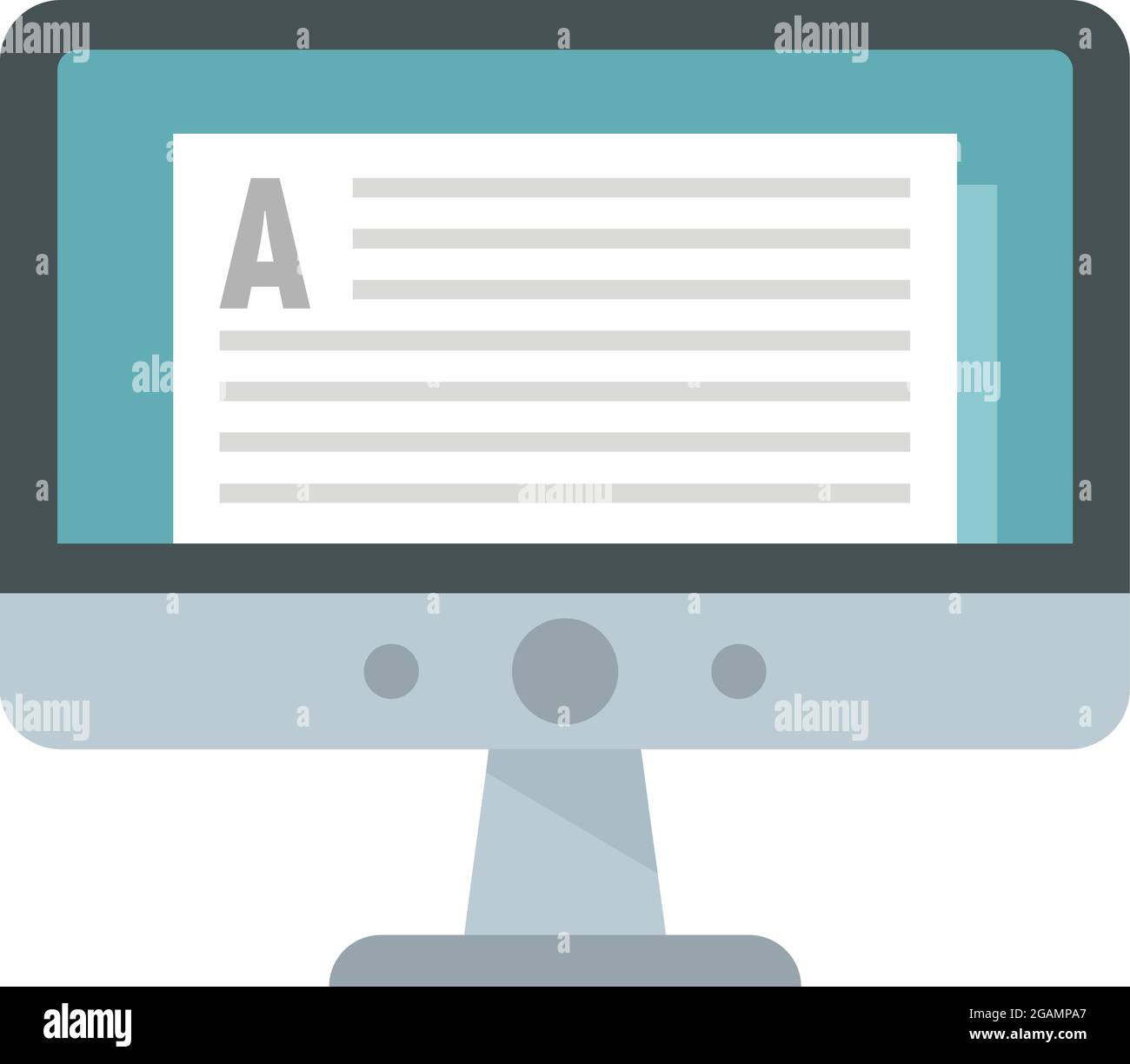 Online computer lesson icon. Flat illustration of online computer ...