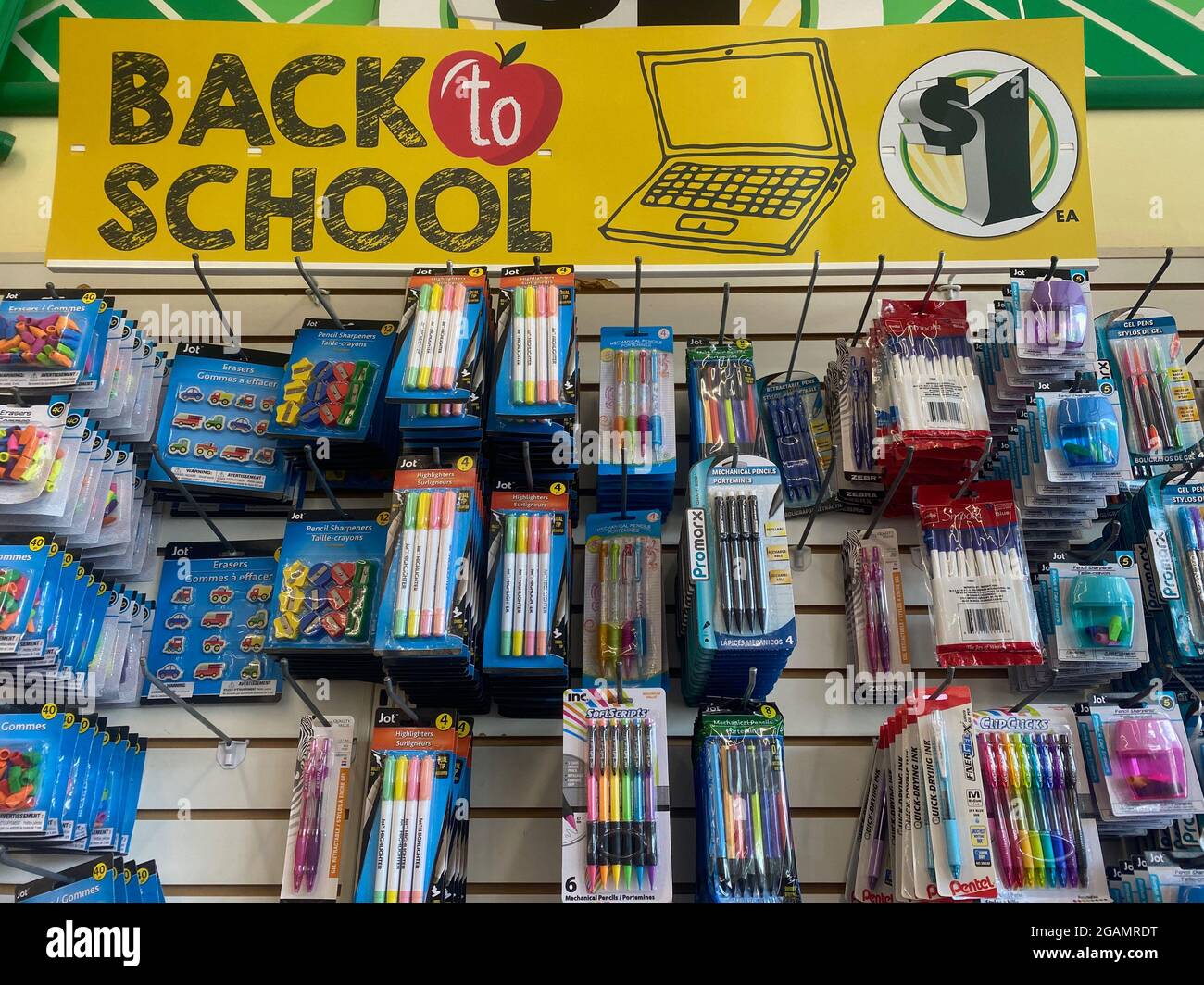 New York, USA. 30th July, 2021. Back to school displays are shown at ...