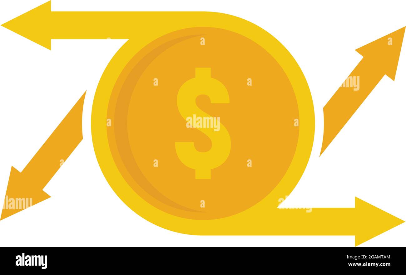 Coin money transfer icon. Flat illustration of coin money transfer ...