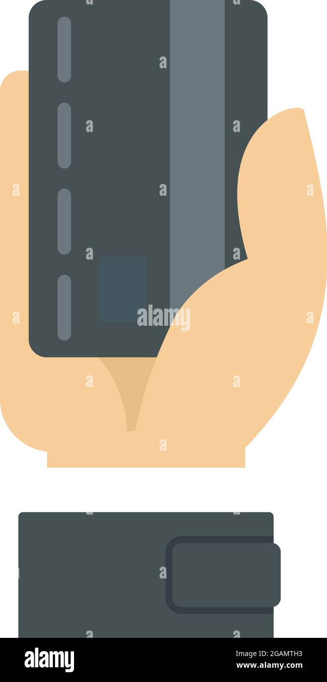 Hand take credit card icon. Flat illustration of hand take credit card ...