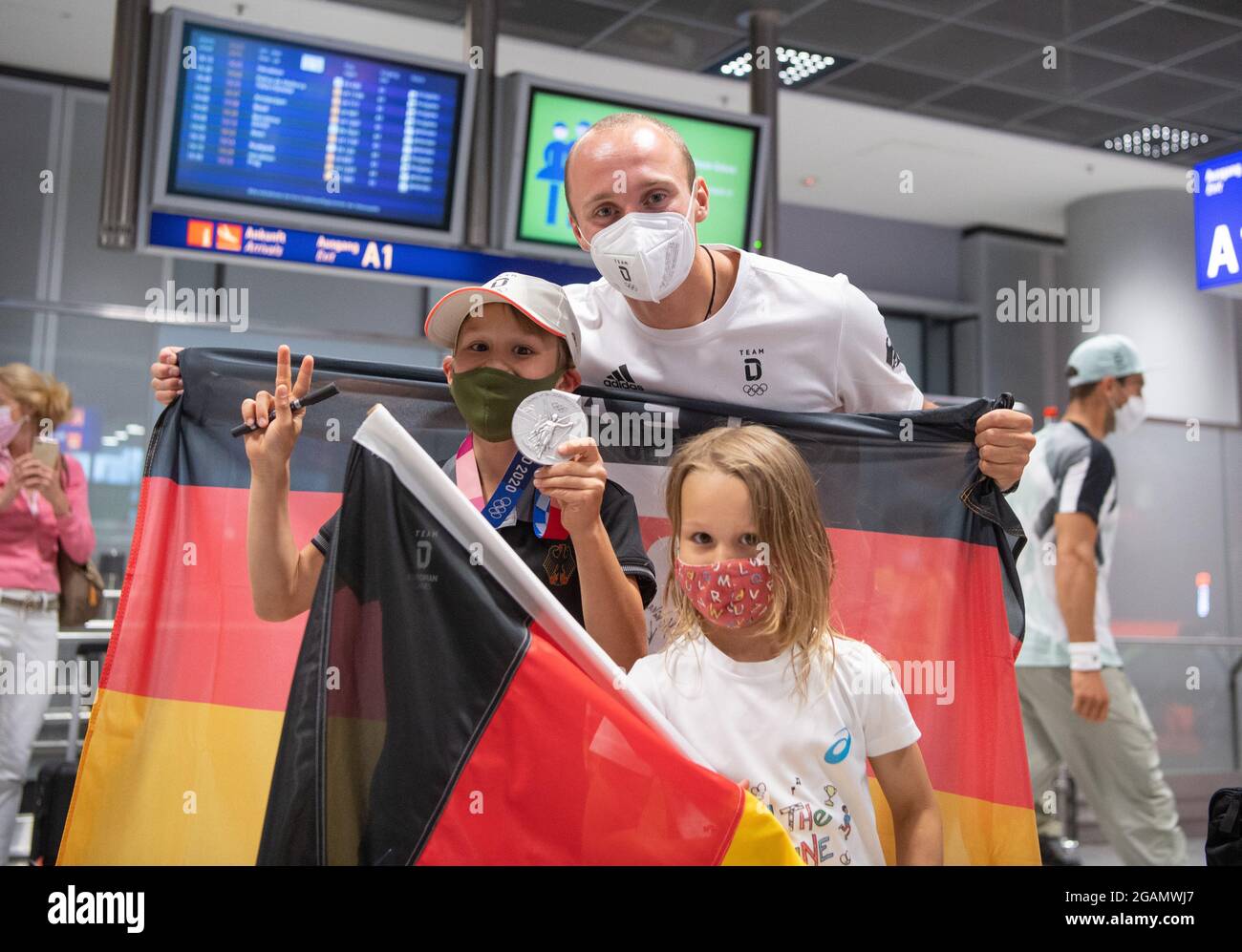 31 July 2021, Hessen, Frankfurt/Main: Rowing silver medalist Jonathan Rommelmann in Tokyo is ...
