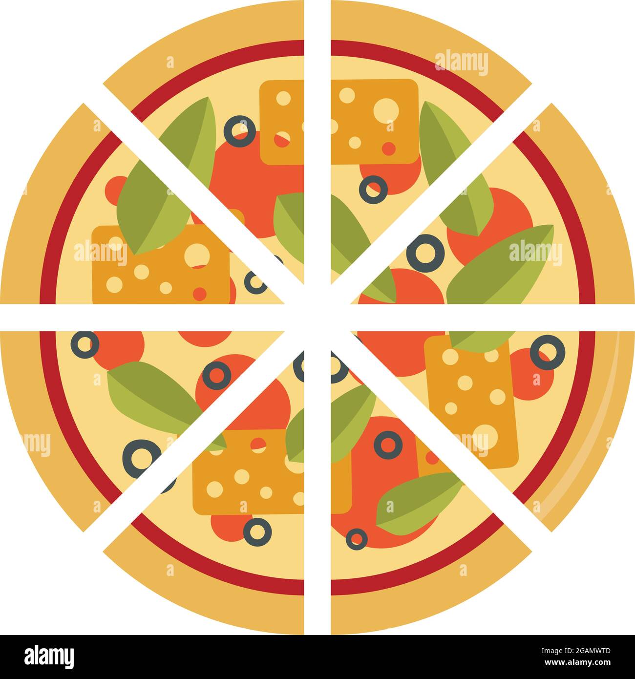Italian pizza icon. Flat illustration of italian pizza vector icon ...