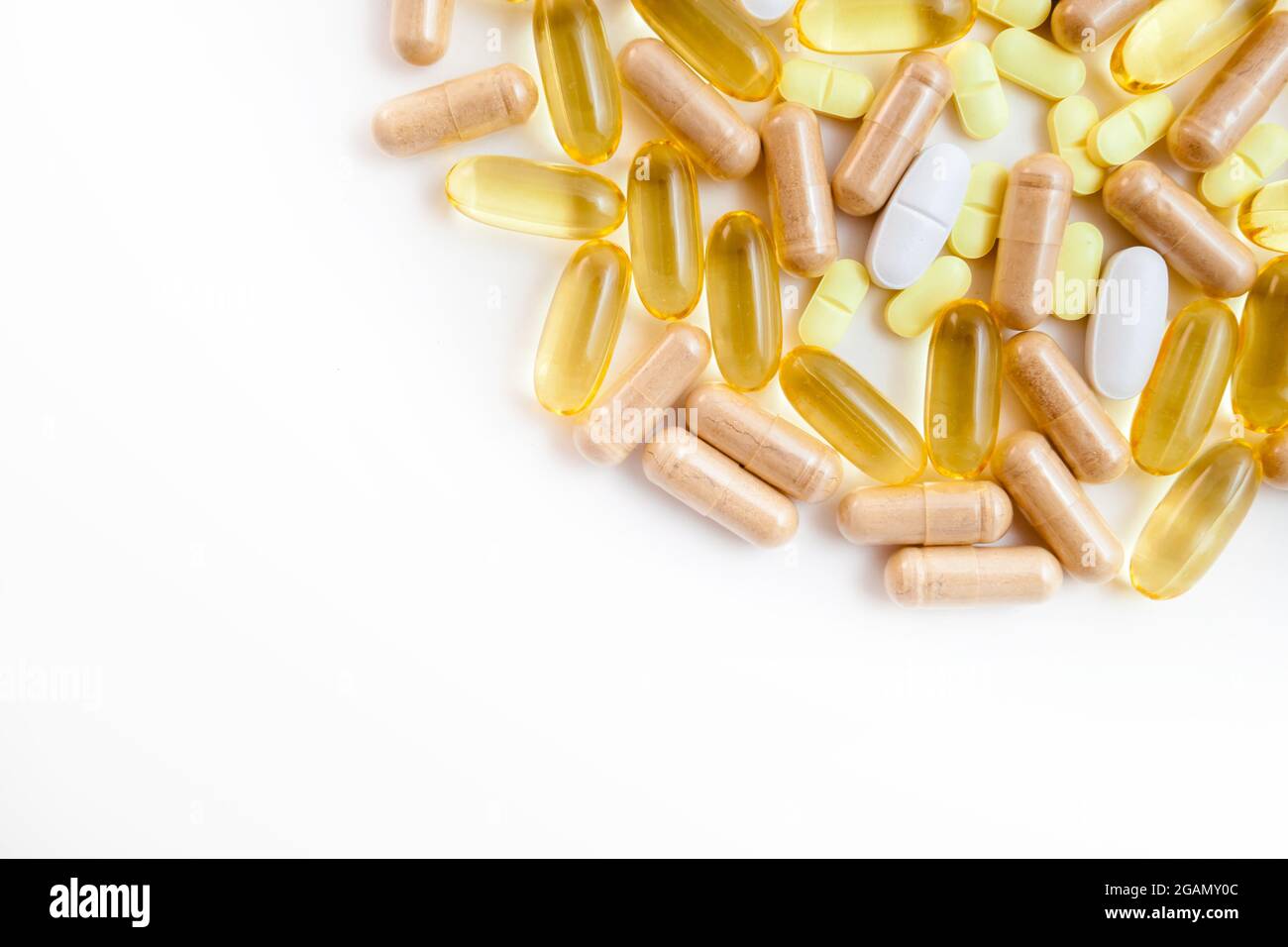 Different pills capsules pills on white isolated background Stock Photo ...