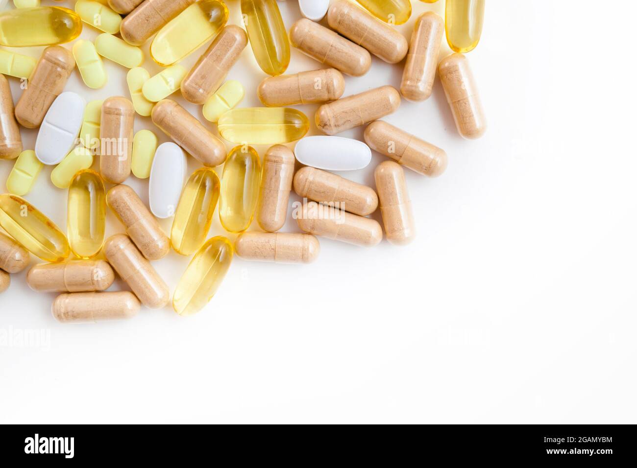 Different pills capsules pills on white isolated background Stock Photo ...