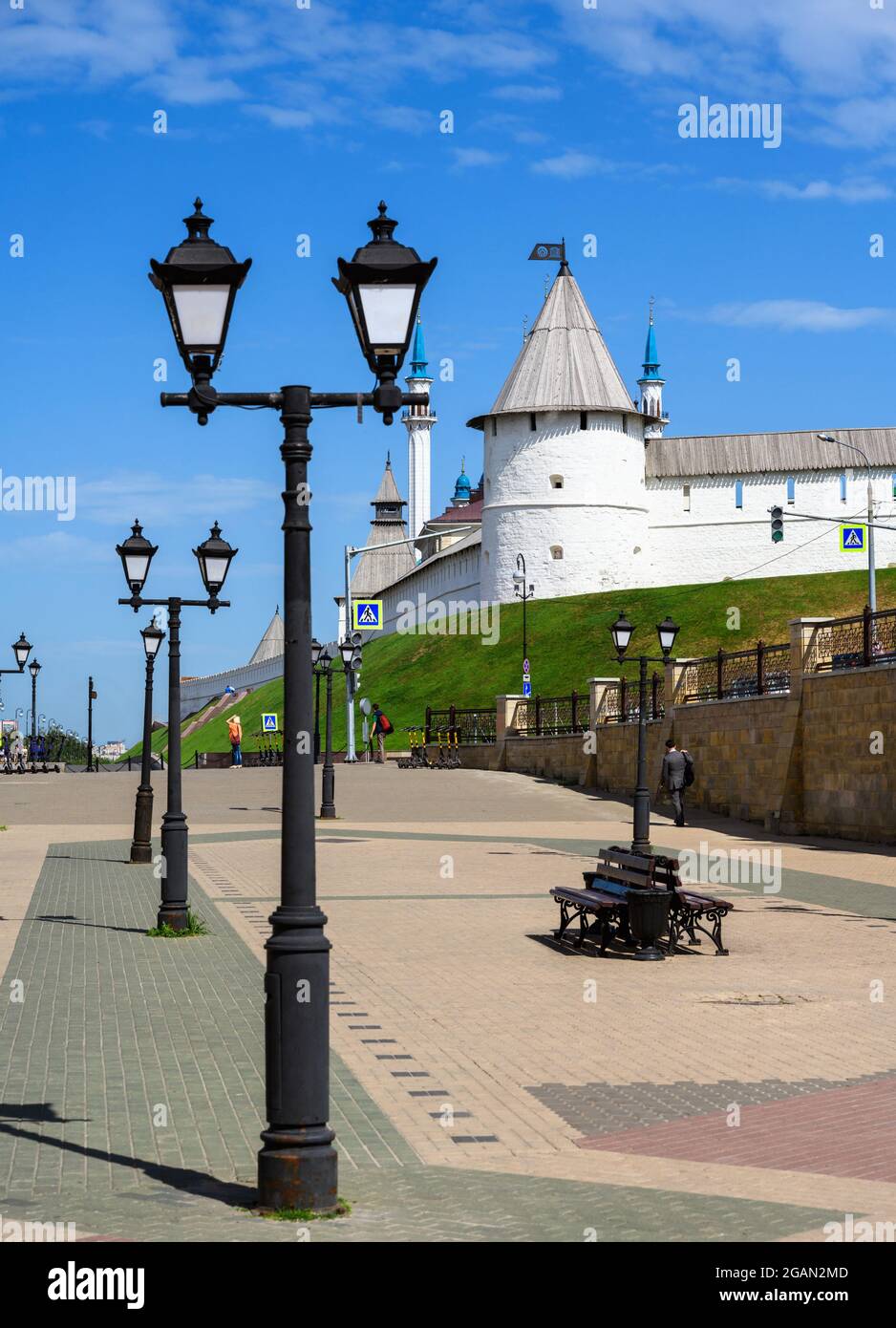 Kazan Kremlin in summer, Tatarstan, Russia. It is top landmark of Kazan. Vertical view of old ...