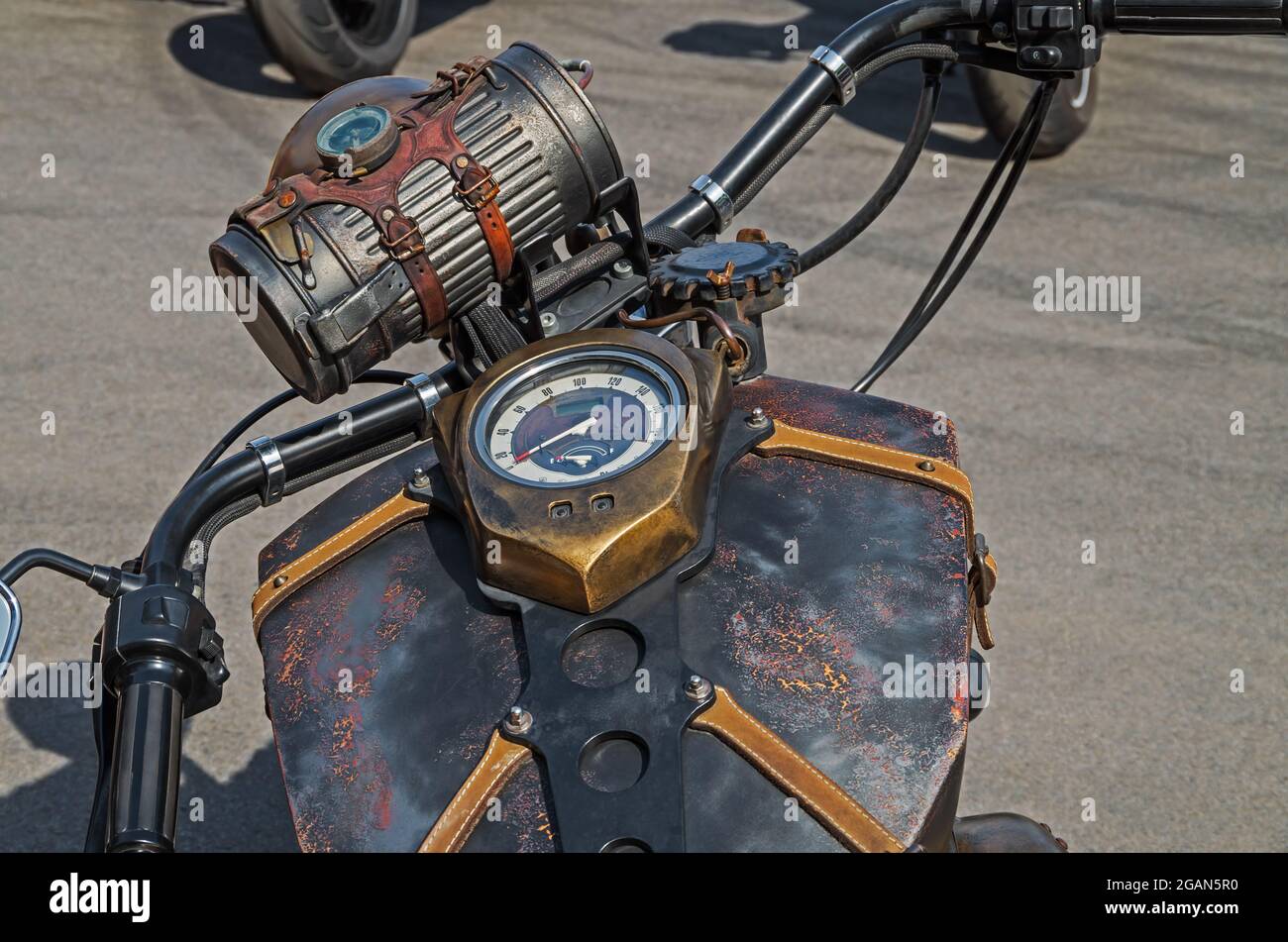 Photo speedometer, headlight and motorcycle gas tank on regional ...