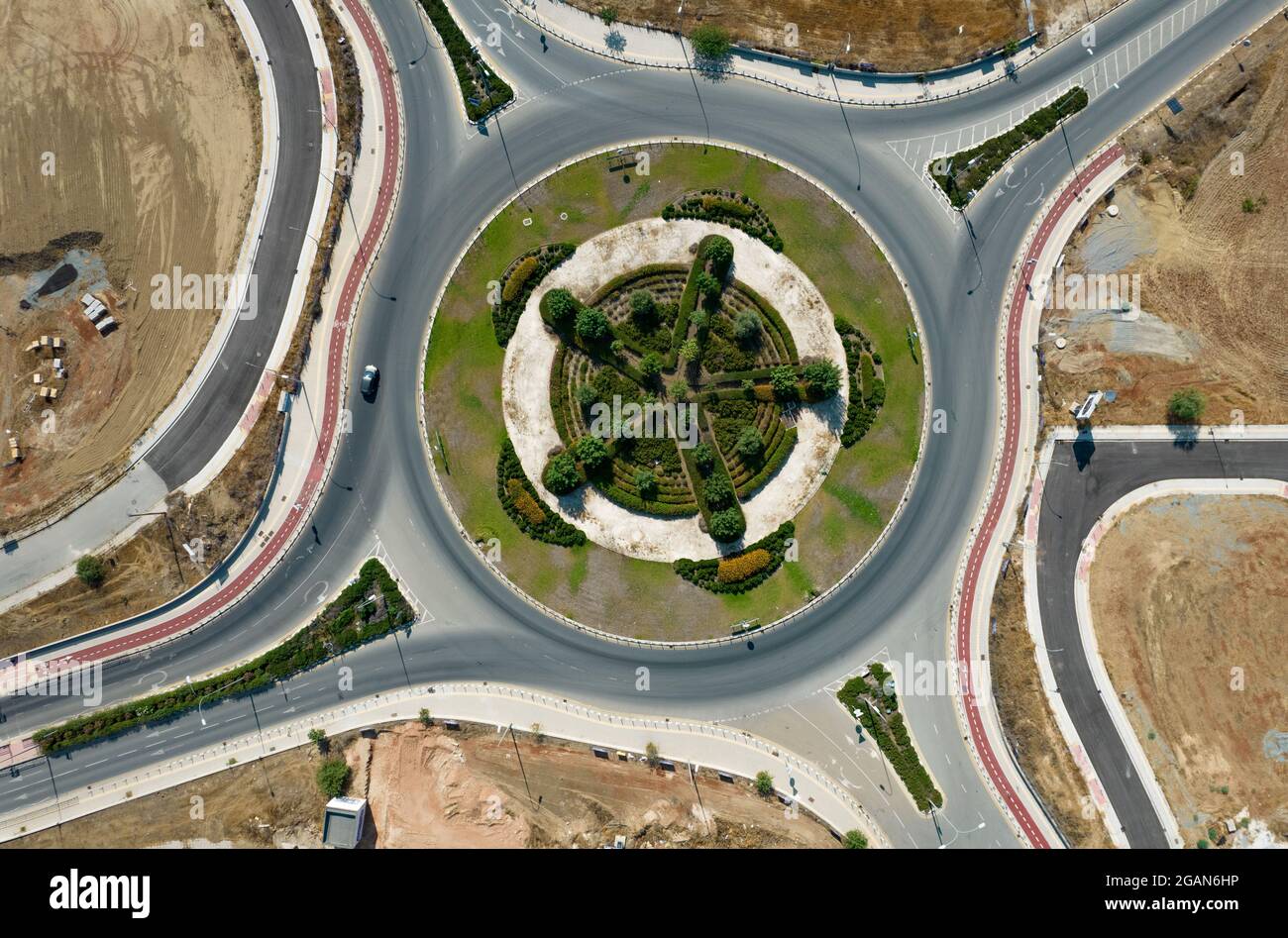Aerial view of roundabout road hi-res stock photography and images - Alamy