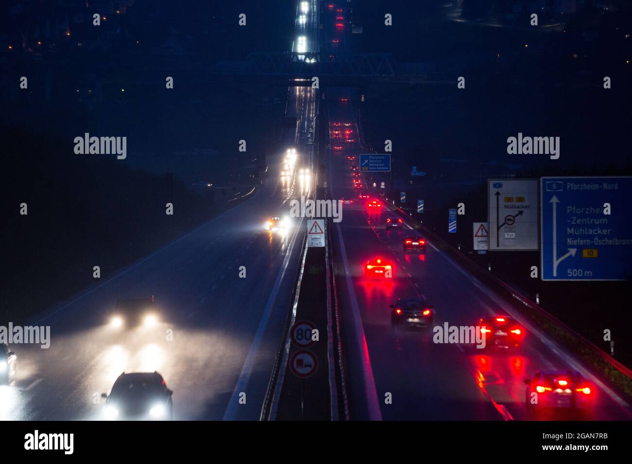 Section of the A8 motorway seen in the vicinity of Niefern-Oschelbronn ...