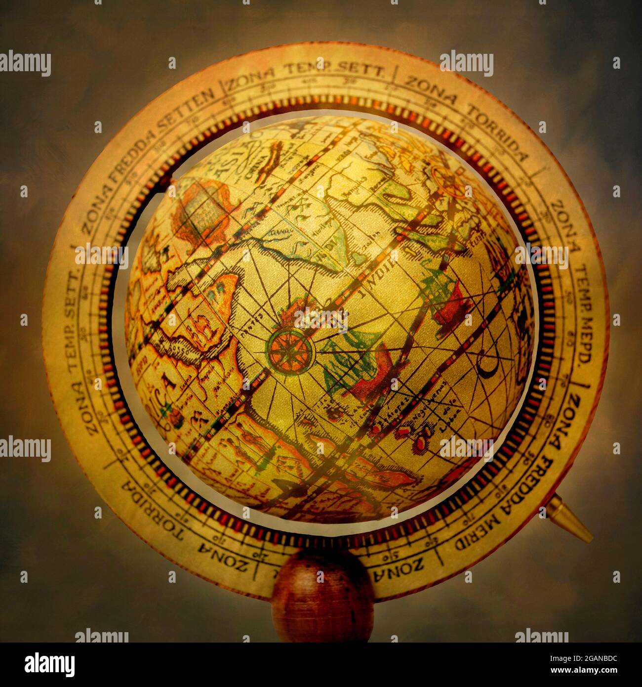 A vintage globe showcasing detailed cartography and geographical ...