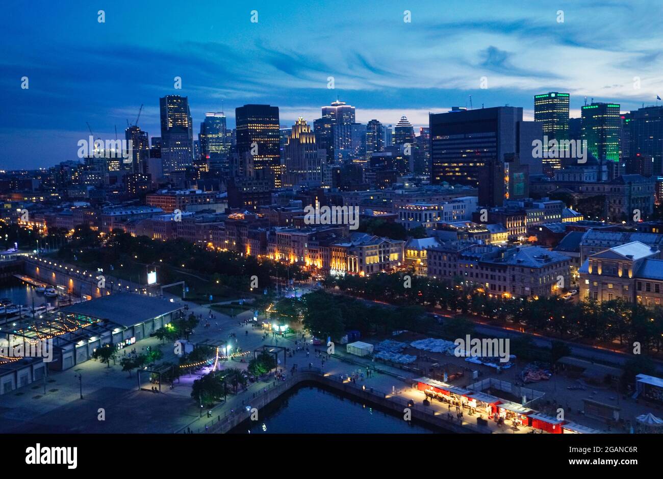 Montreal,Quebec,Canada,July 28, 2021.Bird's-eye view of Old Montreal at ...