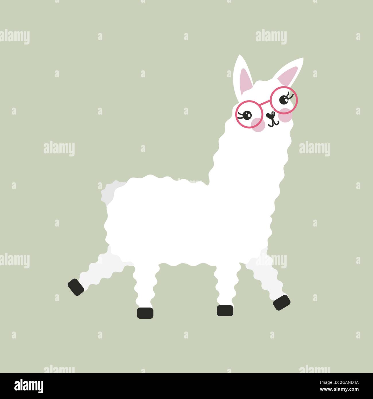 Running llama character isolated vector illustration. Cute animal Stock ...