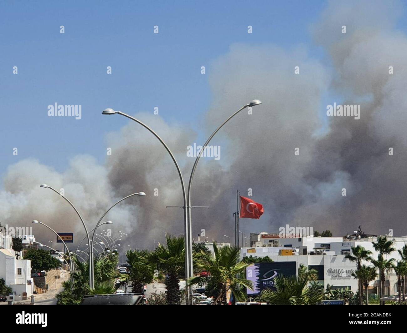 Wild fires at Bodrum Peninsula, Aegean coastal city in Mugla district ...