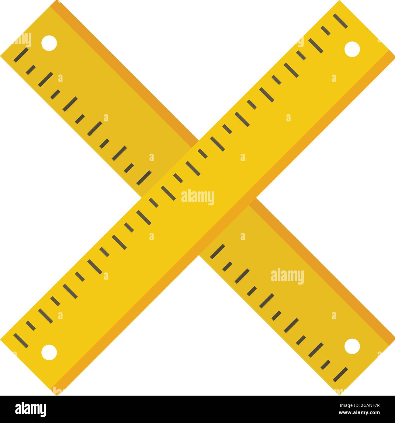 Crossed wood ruler icon. Flat illustration of crossed wood ruler vector ...