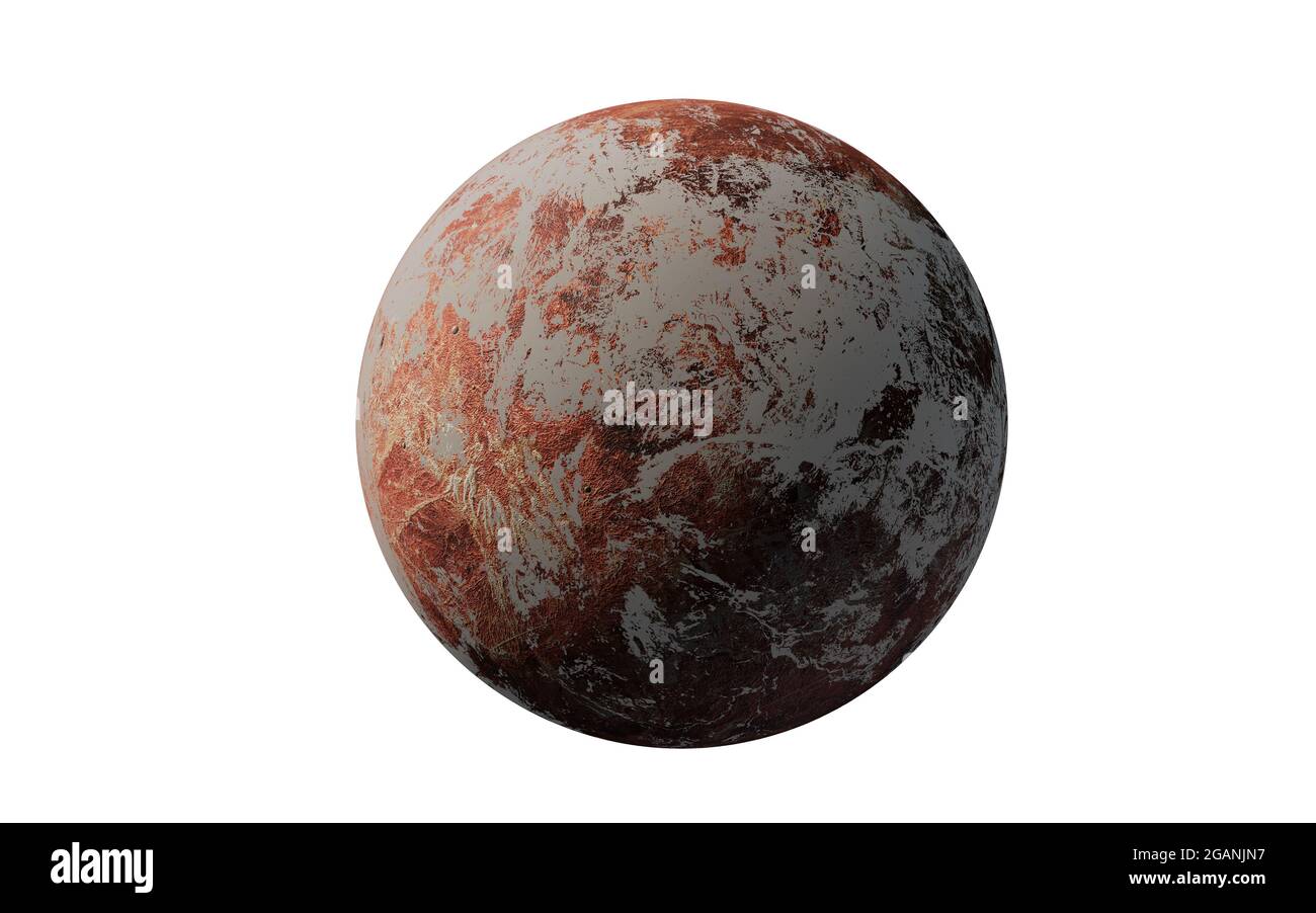 Frozen in Ice Mars planet with snow on the surface isolated on white ...