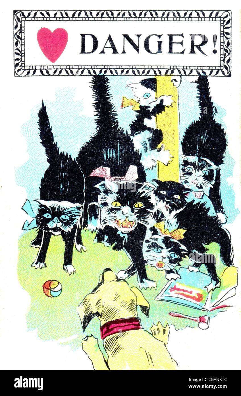 Danger!, Tarot Card ca. 1900. Tarot like card relationship with black ...