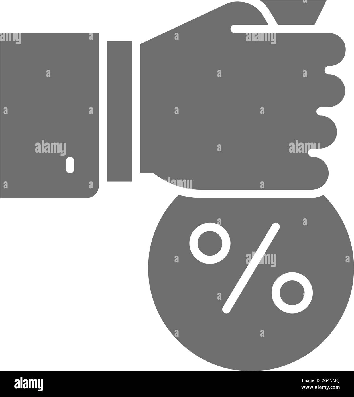 Fixed interest rate, hand with money bag grey icon Stock Vector Image ...