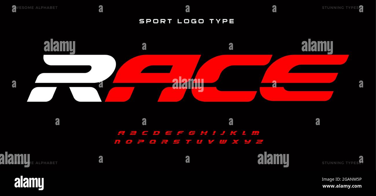 Sports alphabet for racing, sports, super hero headlines and car or gym ...