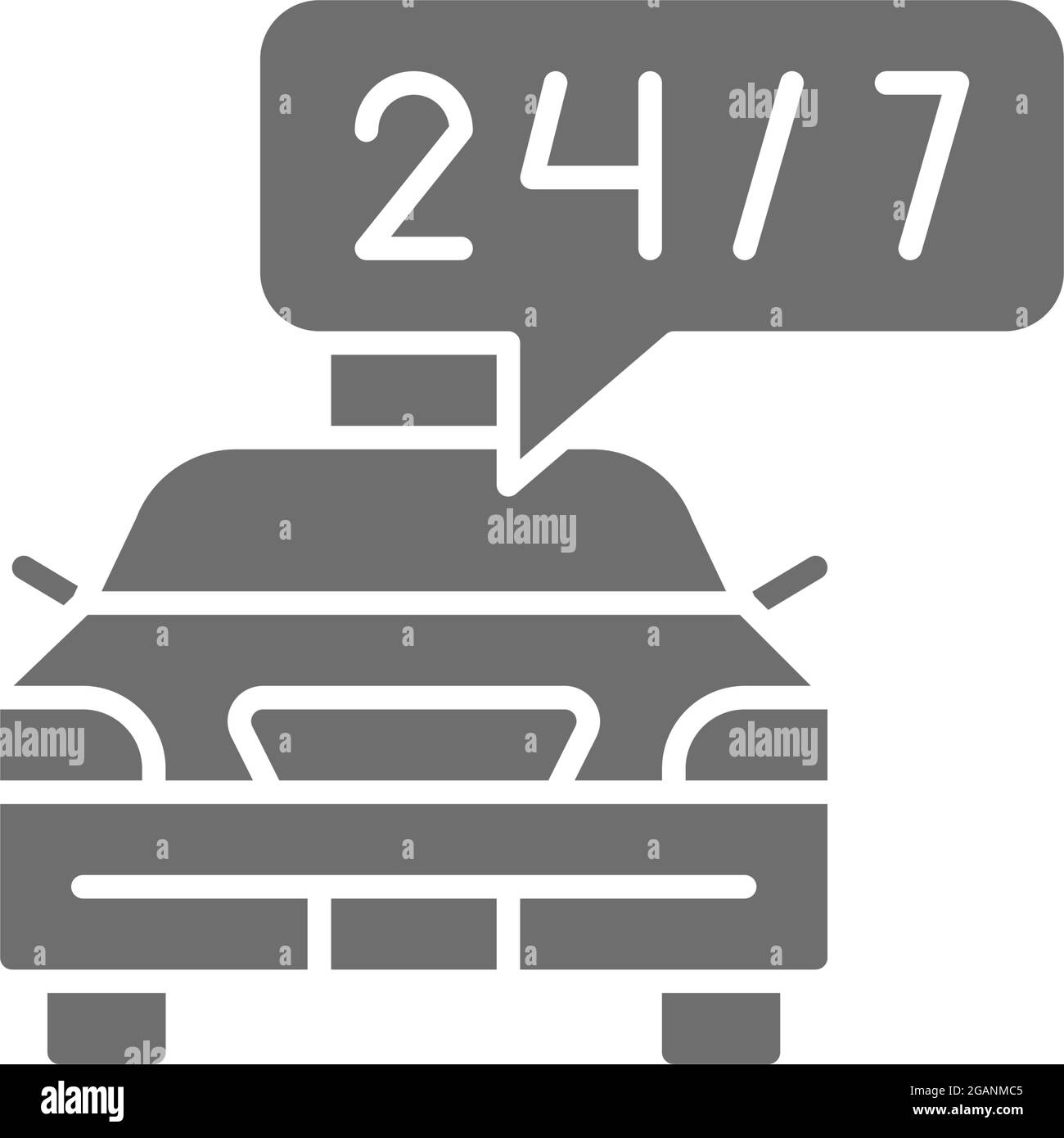 Round-the-clock taxi service, car deadline, schedule ride gray icon ...