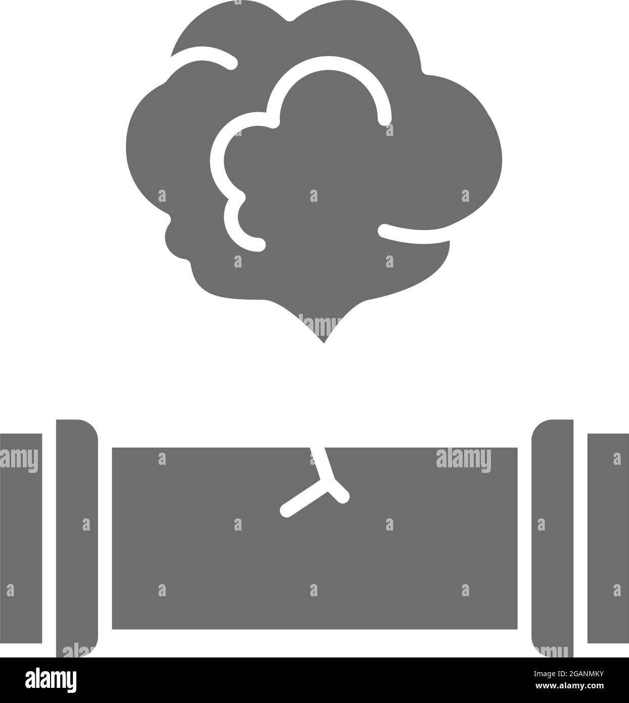 Vector broken pipe, plumbing pipeline gray icon Stock Vector Image ...