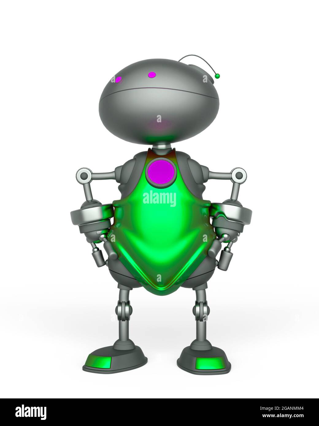 mini bot is doing a super hero pose in white background, 3d ...