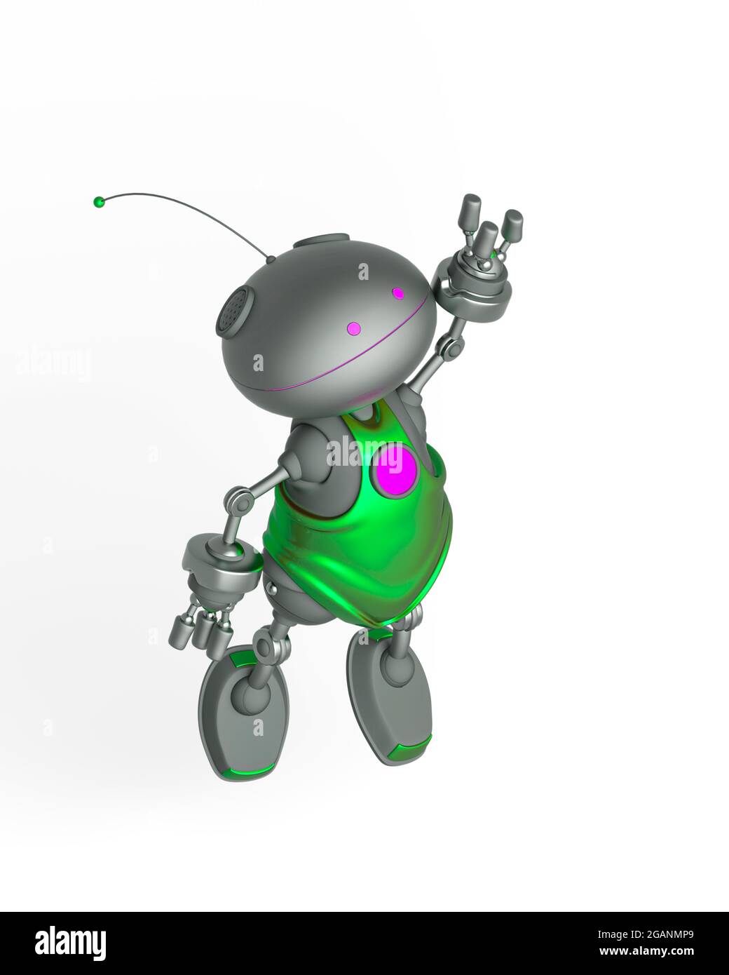 mini bot is jumping in white background isometric view, 3d illustration ...