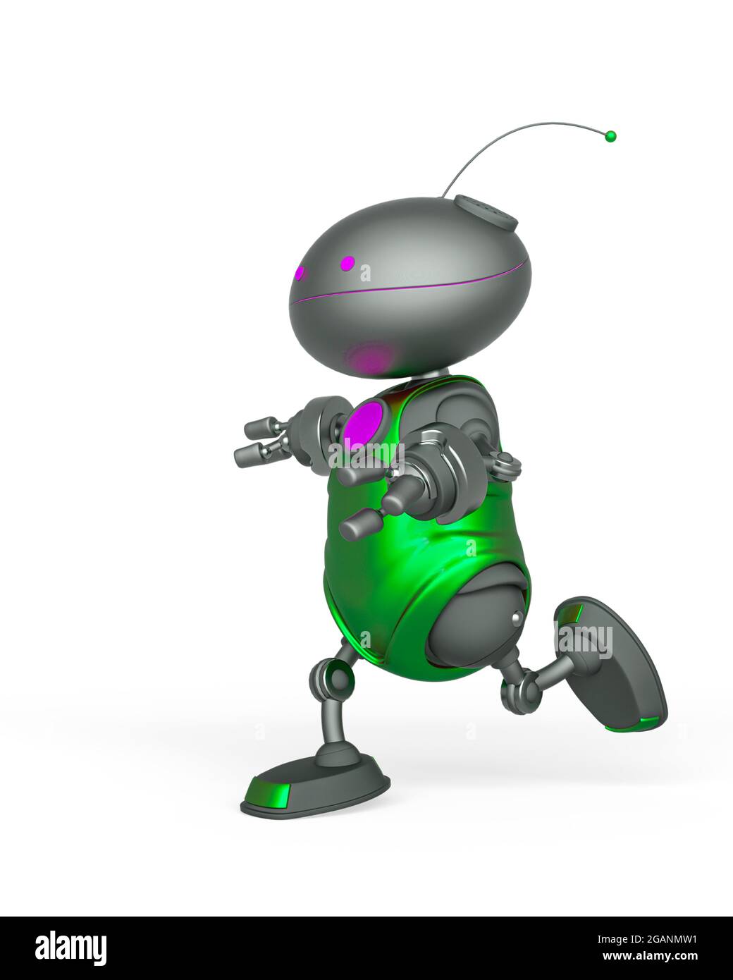 mini bot is running in white background side view, 3d illustration ...