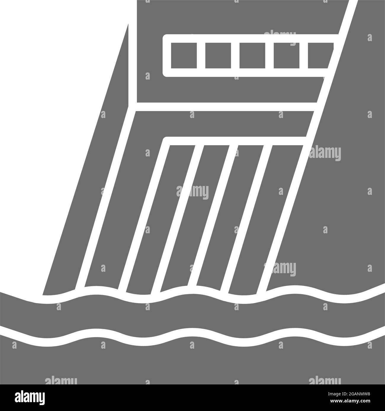 Water dam, hydro power plant, hydroelectric station gray icon Stock ...