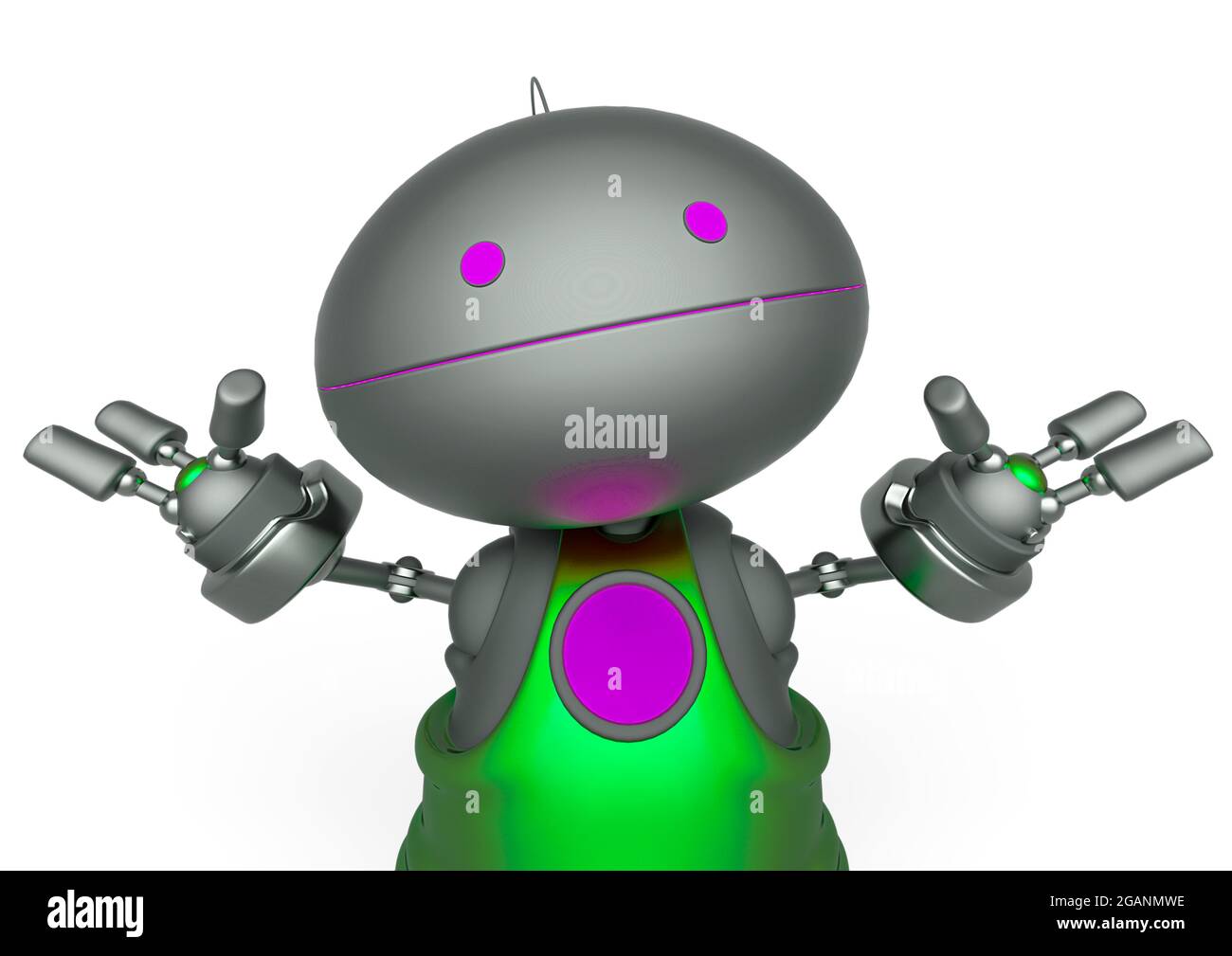 mini bot is saying that do not know yet in white background close up ...