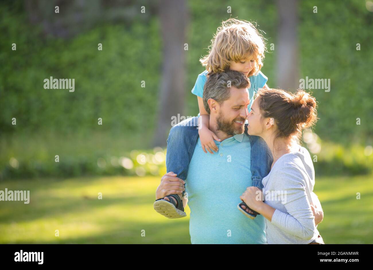 Enjoy the moment. Happy family with child enjoy spending time together ...