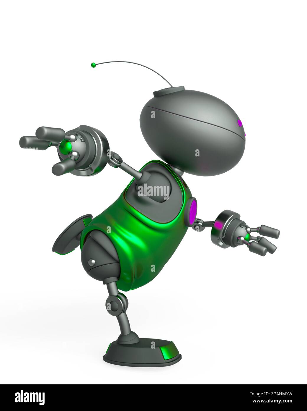 mini bot is speeding up in white background side view, 3d illustration ...