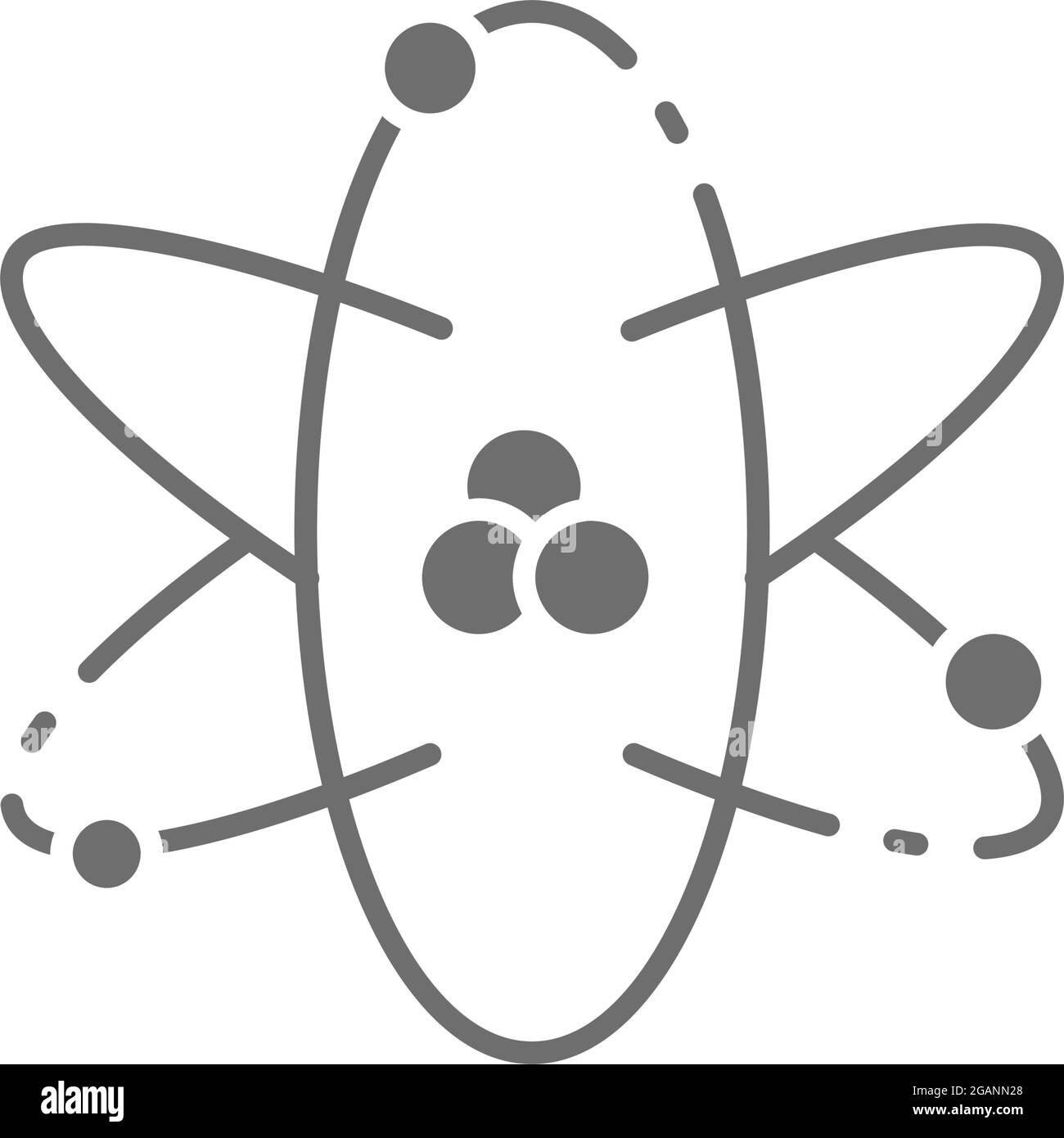 Atom, atomic energy gray icon. Isolated on white background Stock ...