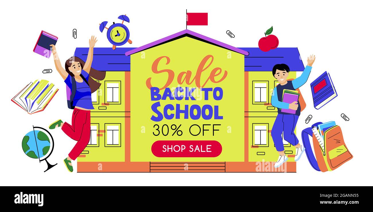 Girl cartoon student supplies Cut Out Stock Images & Pictures - Alamy