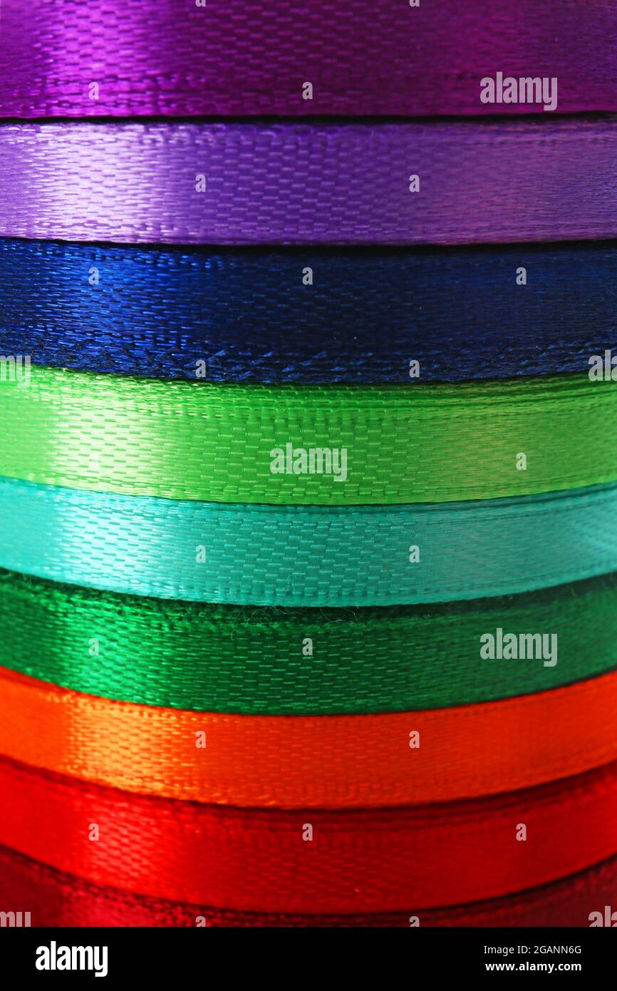 Stack of color ribbons, close-up Stock Photo - Alamy