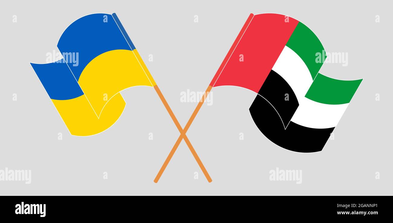 Crossed flags of ukraine and the uae hi-res stock photography and ...