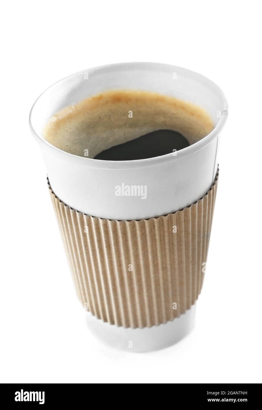 Paper cup of coffee isolated on white Stock Photo - Alamy