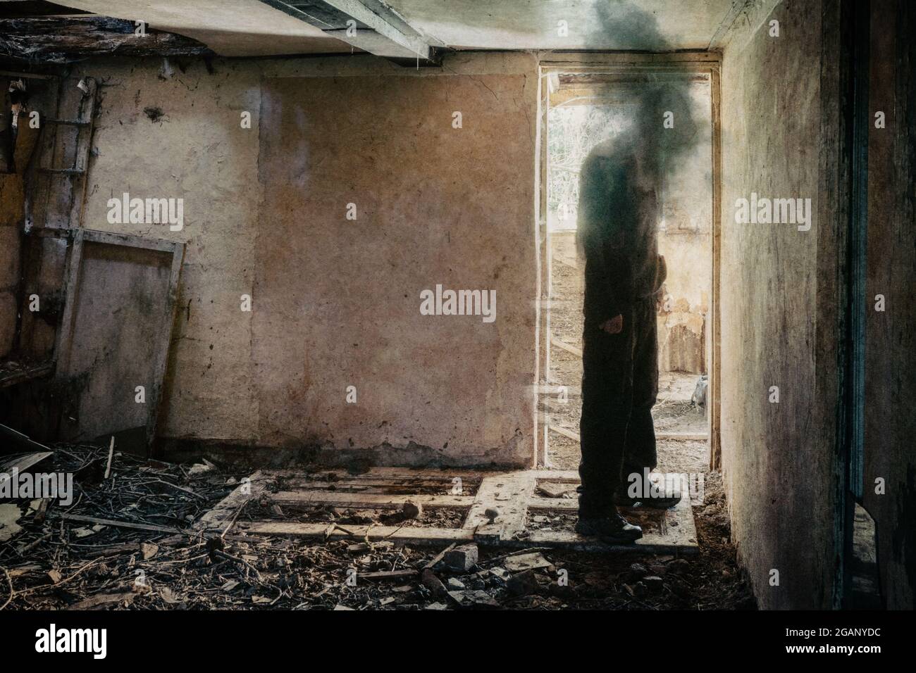 A horror concept. Of a figure with no face standing in the doorway of a ...