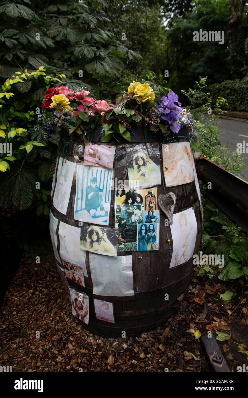 Marc Bolan's Rock Shrine - a memorial on the site he died in a car ...