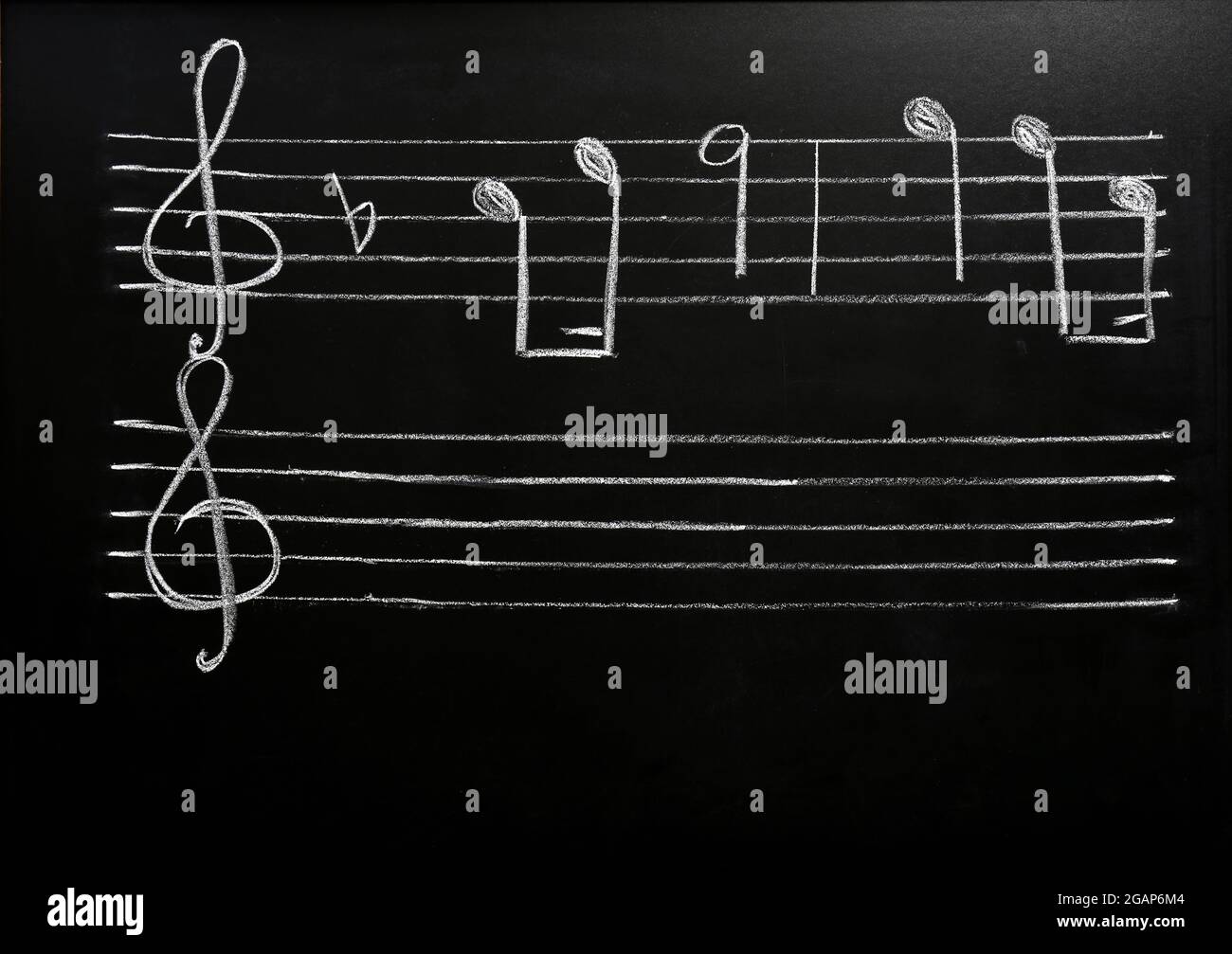 Blackboard with musical notes, close-up Stock Photo - Alamy