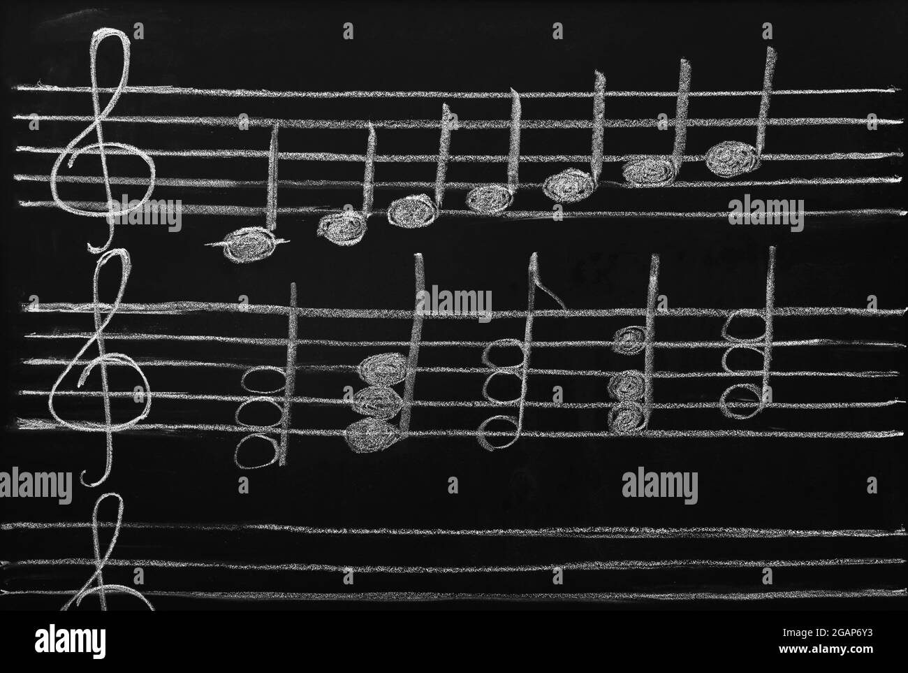 Blackboard with musical notes, close-up Stock Photo - Alamy