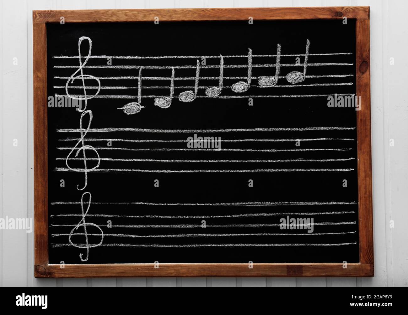 Blackboard with musical notes, close-up Stock Photo - Alamy