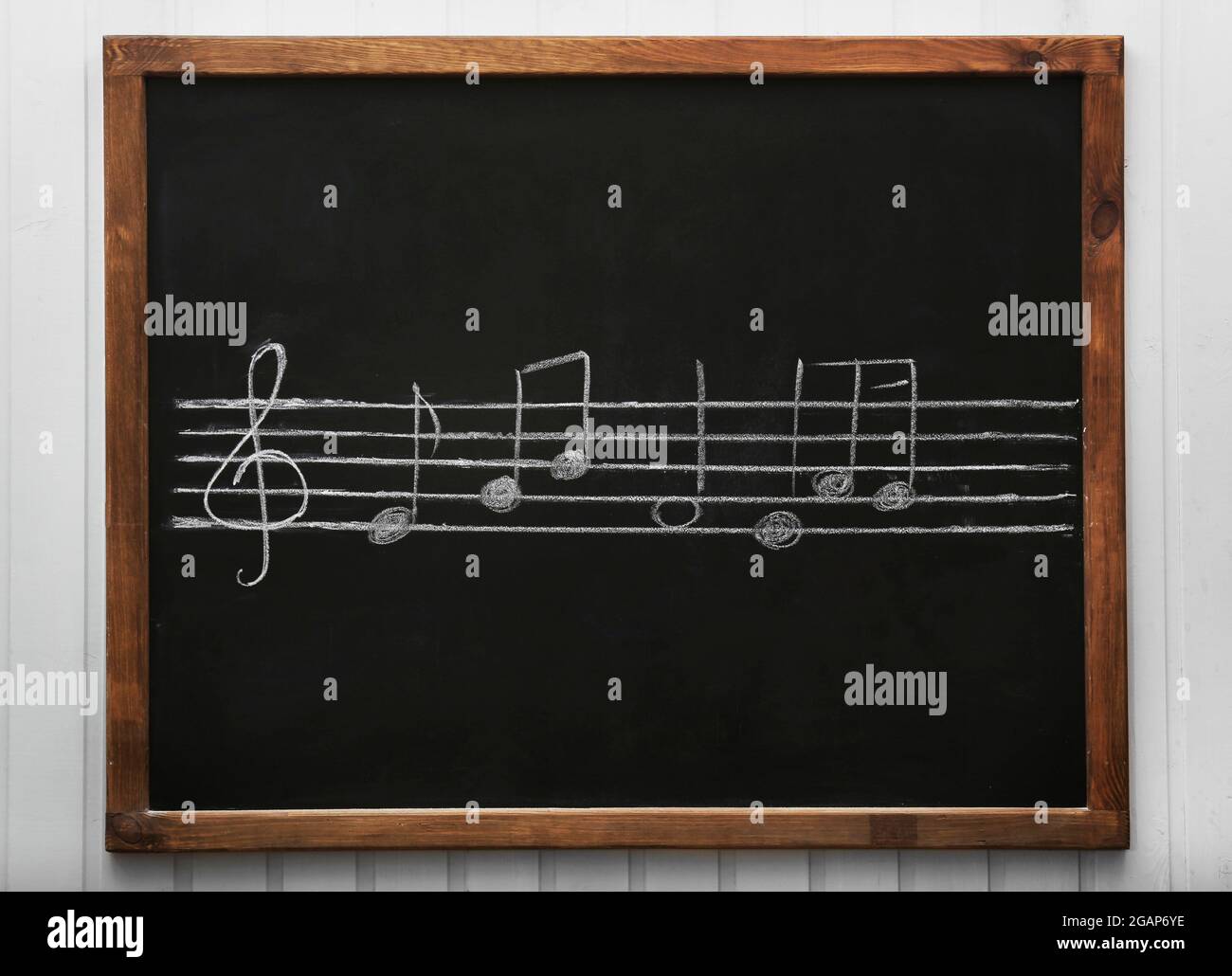 Blackboard with musical notes, close-up Stock Photo - Alamy
