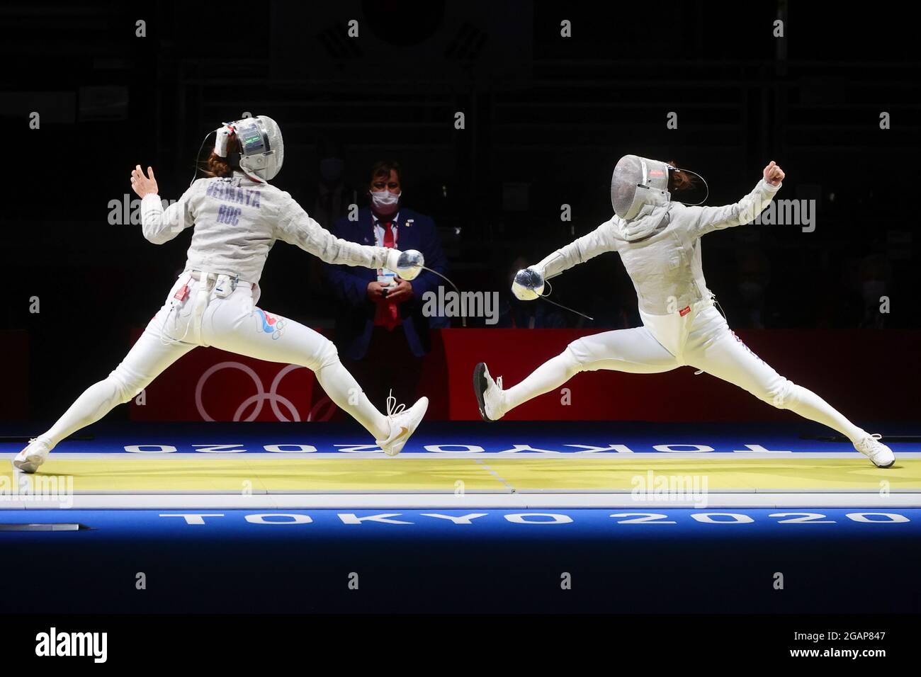 Tokyo, Japan, 31 July, 2021. Sofya Velikaya of Team ROC vs Jiyeon Kim ...