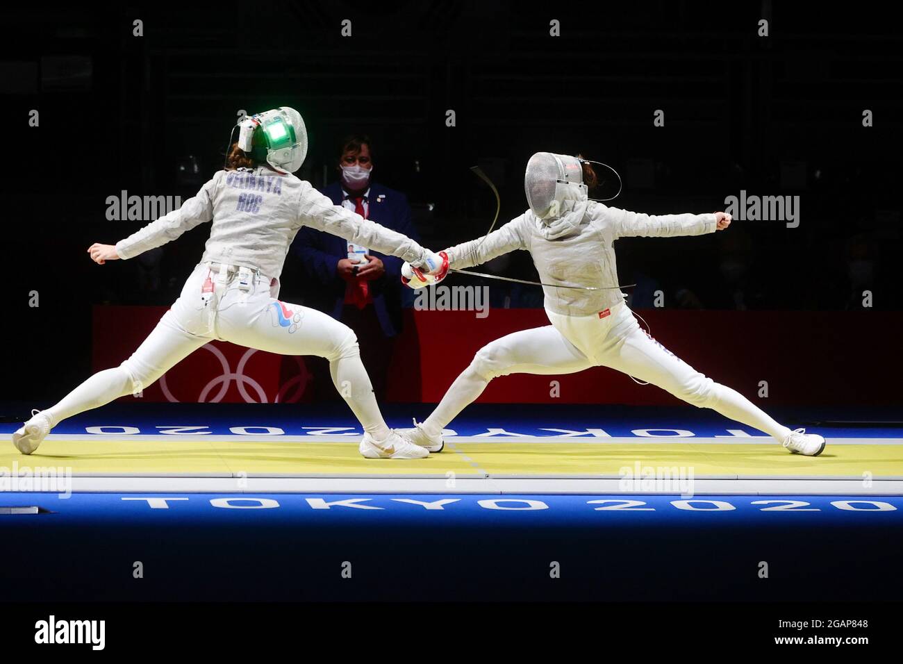Tokyo, Japan, 31 July, 2021. Sofya Velikaya of Team ROC vs Jiyeon Kim ...