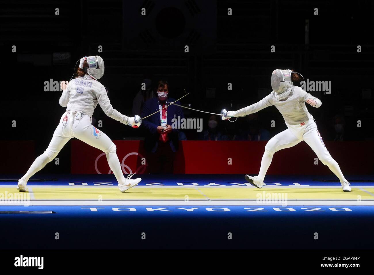 Tokyo, Japan, 31 July, 2021. Sofya Velikaya of Team ROC vs Jiyeon Kim ...