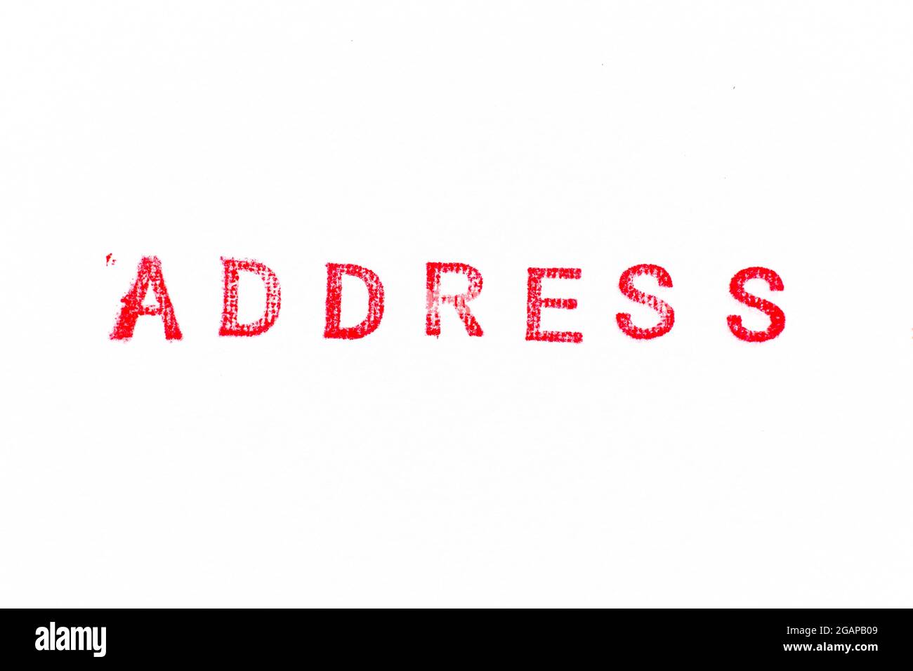 Red color rubber stamp in word address on white paper background Stock ...
