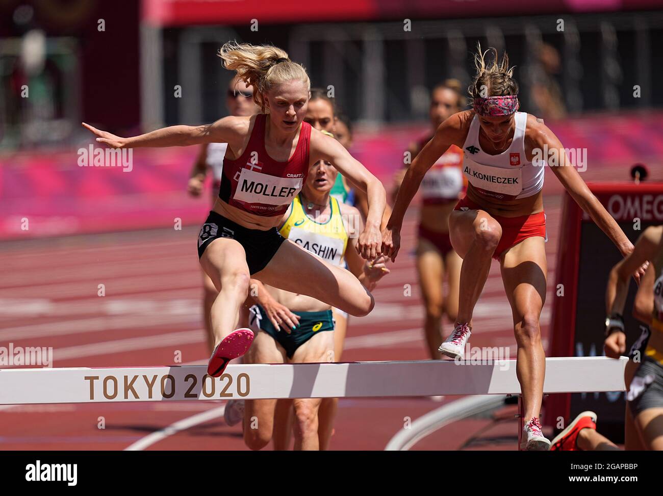 August 1, 2021: Anna Emilie mÃ¸ller from Denmark during 3000m steeple chase for women at Tokyo ...